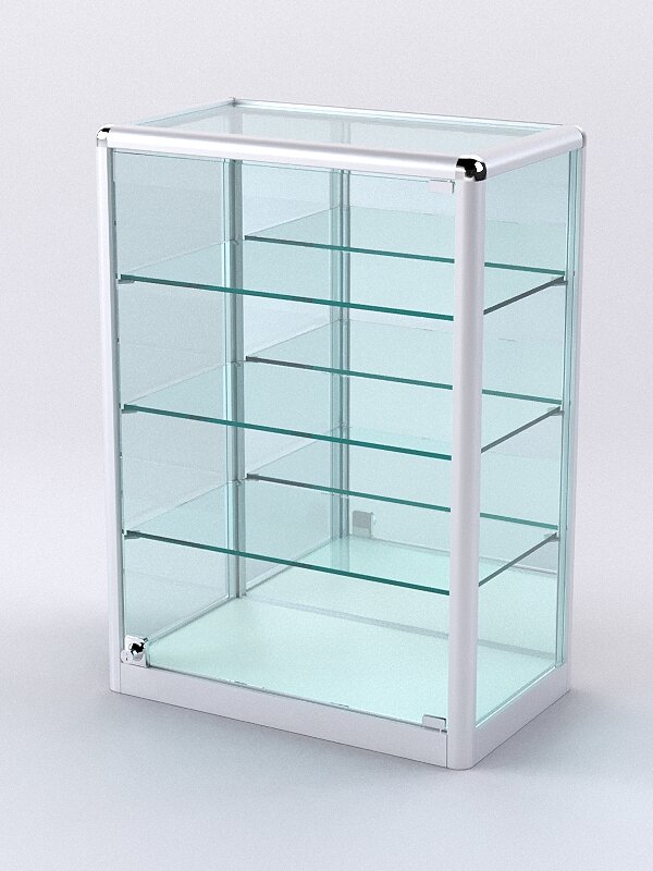 Витрина из профиля настольная "вайб ИКС" №2-3П-З-300 (задняя стенка Зеркало), Белый