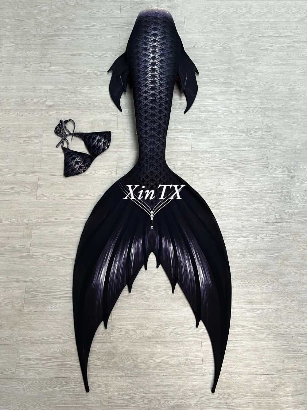 Взрослый женский костюм русалки XinTX Черный, L, top and tail