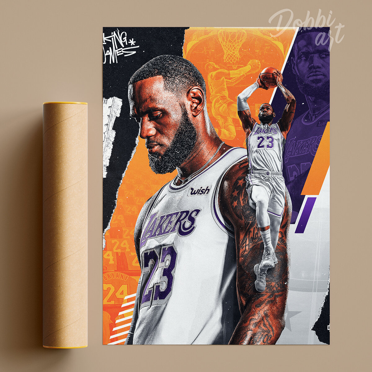 Постер Леброн Джеймс 30х40 см без рамы/ Баскетбол, спорт NBA Lakers/ Спортивный плакат, баскетболист/ Яркий современный постер для интерьера/ Декор стен дома, офиса, подарок парню