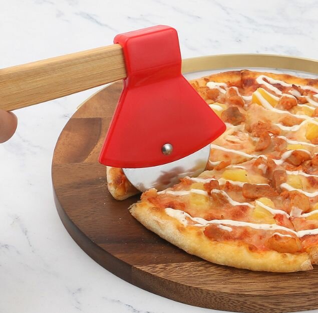 Нож для пиццы, теста в форме топорика из нержавеющей стали, колесный резак (красный)