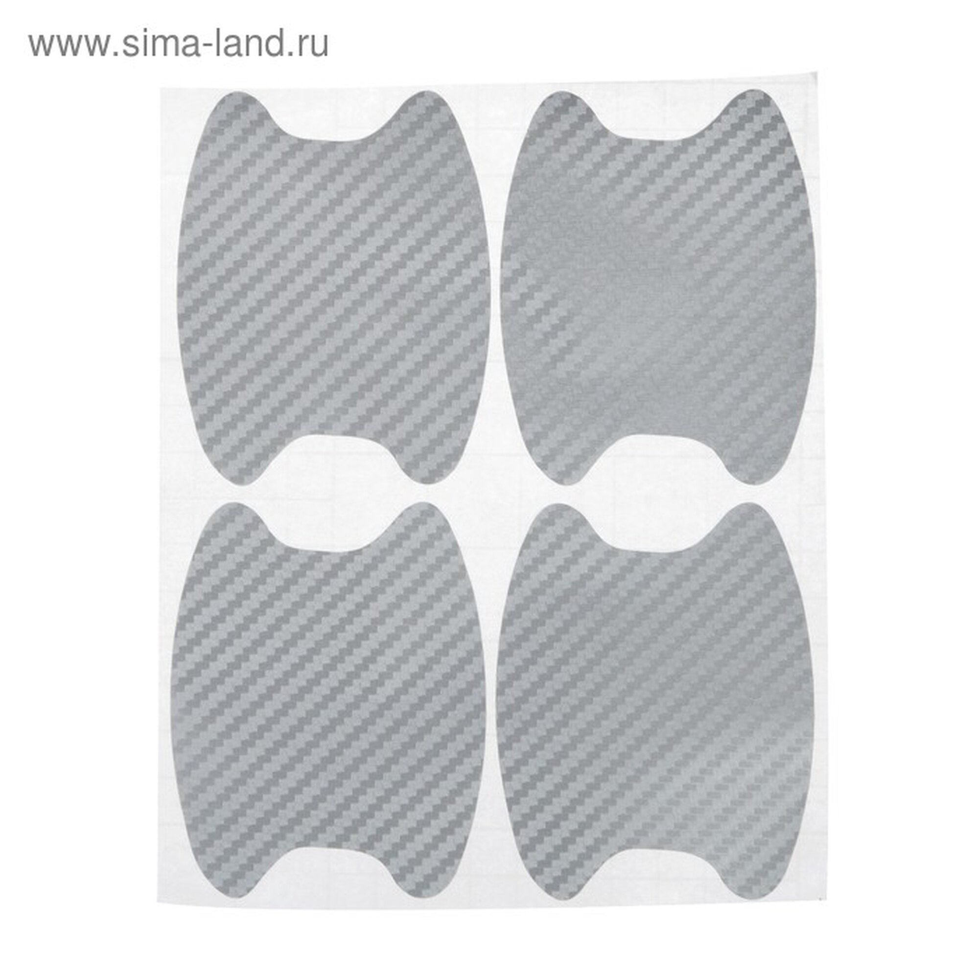 Защитная пленка под ручки дверей, 3D карбон, 5×6,8 см, хром, набор 4 шт