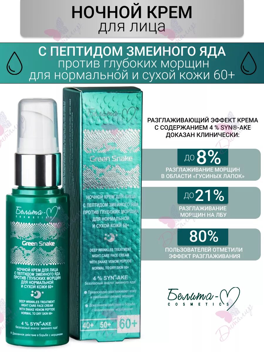 Ночной крем Белита-М "Anti-Age", с пептидом змеиного яда SYN-AKE