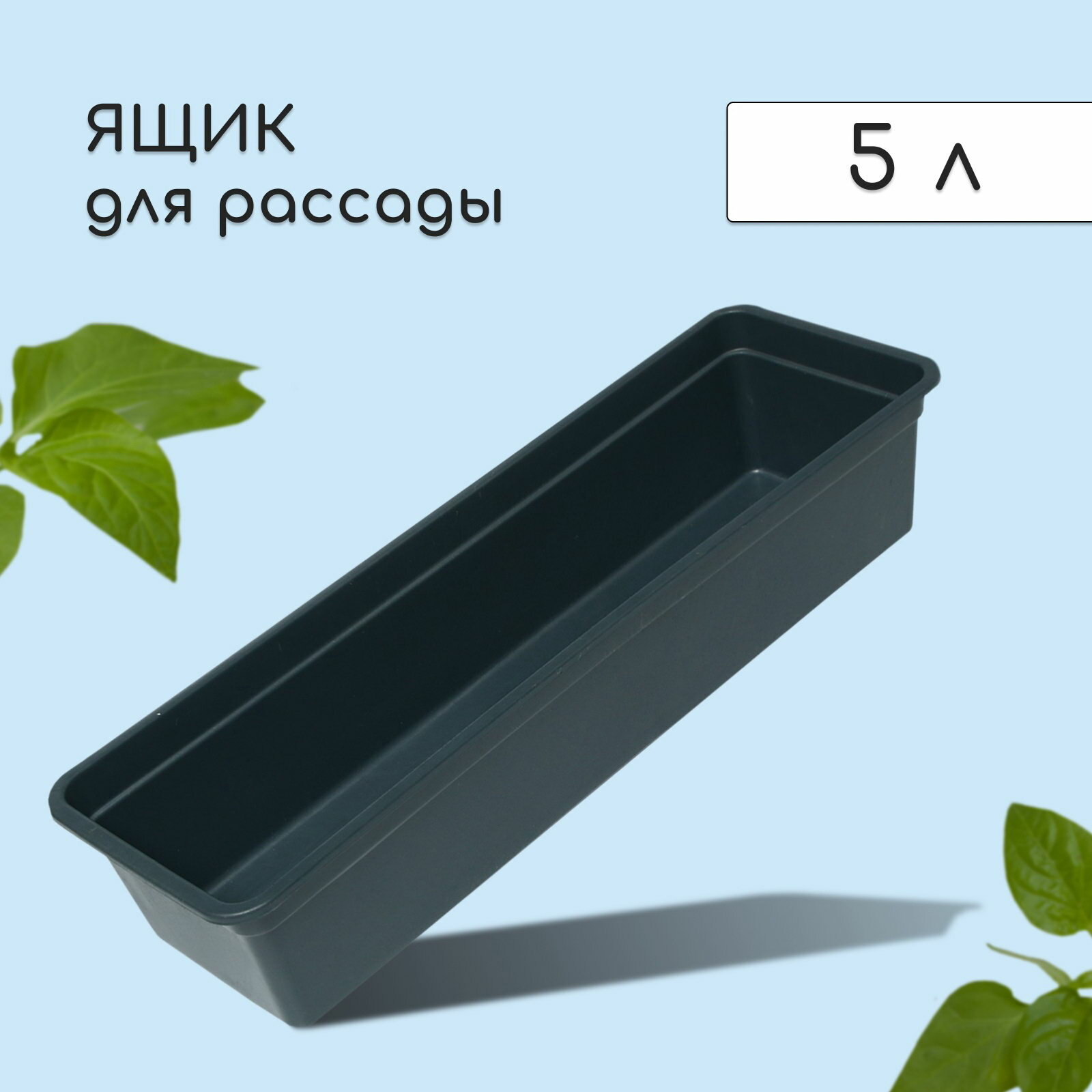 Ящик для рассады, 50x15x10 см, 5 л, пластик, чёрный, "Садовита 6"