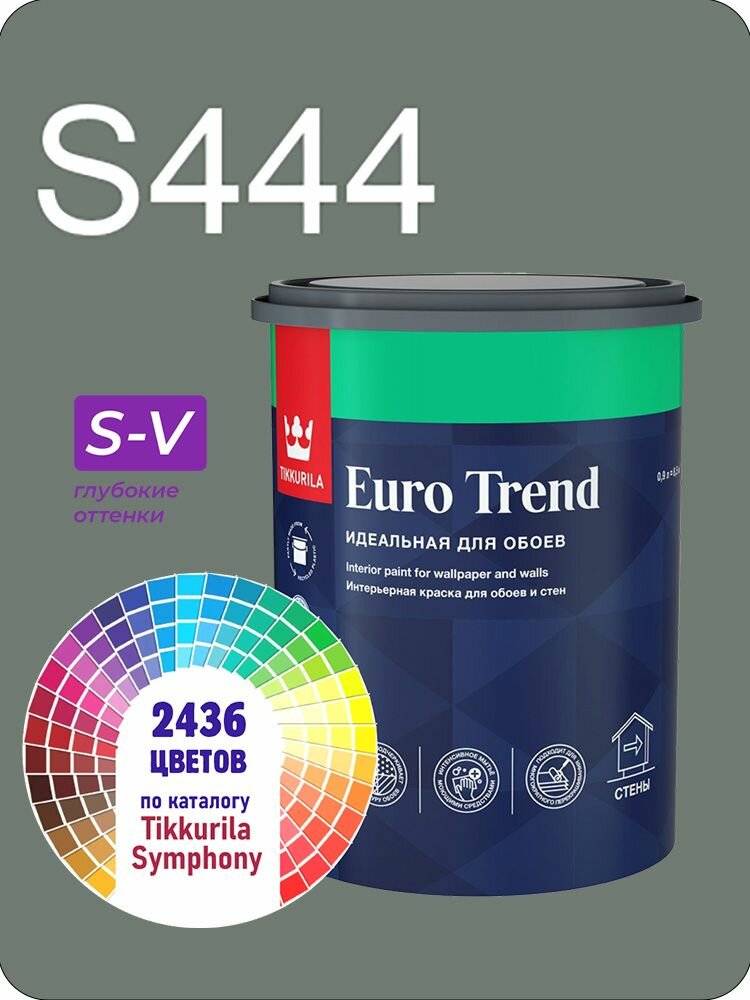 Краска для обоев Tikkurila Euro Trend 0,9л. глубокие оттенки S444