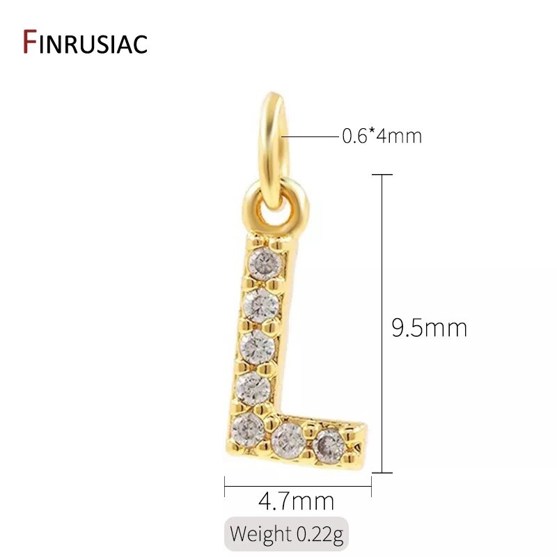 Заключения ювелирных изделий FINRUSIAC латунь с цирконием 26 букв 2 pieces, L