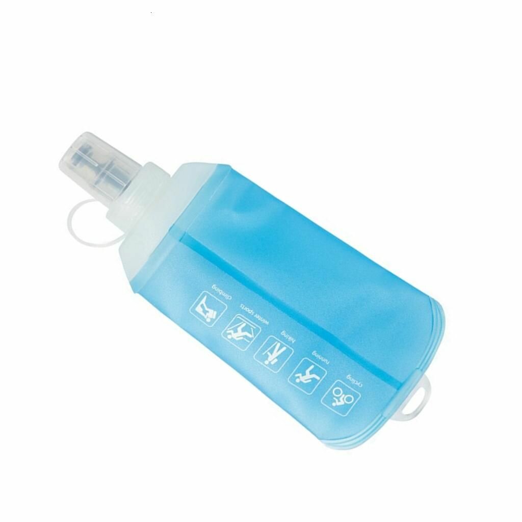 Фляга спортивная, Складная мягкая бутылка для воды из ТПУ-250 МЛ-Голубой