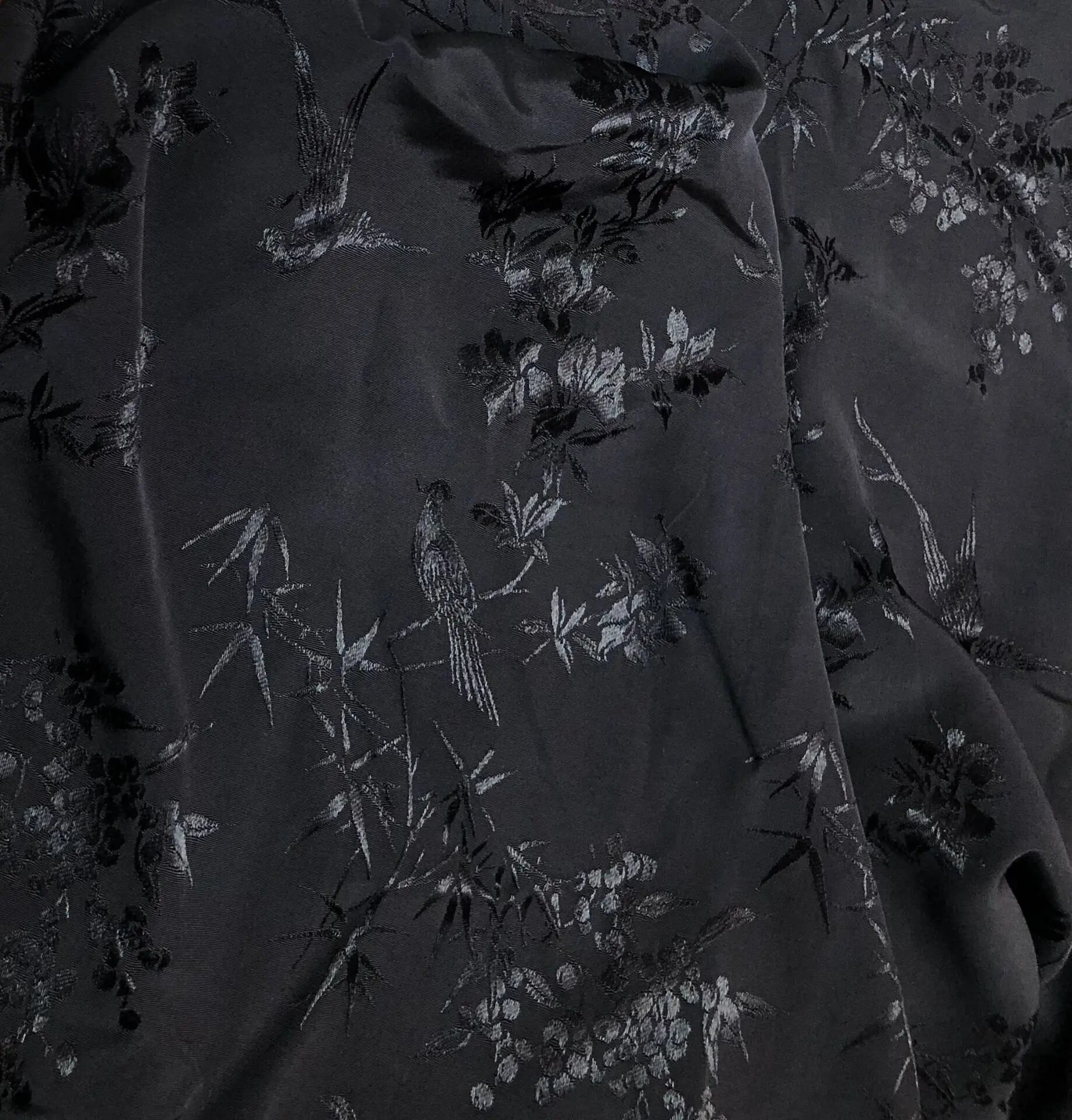 Жаккардовая ткань вискоза/полиэстер белая/красная 1 метр Черный, 3 black