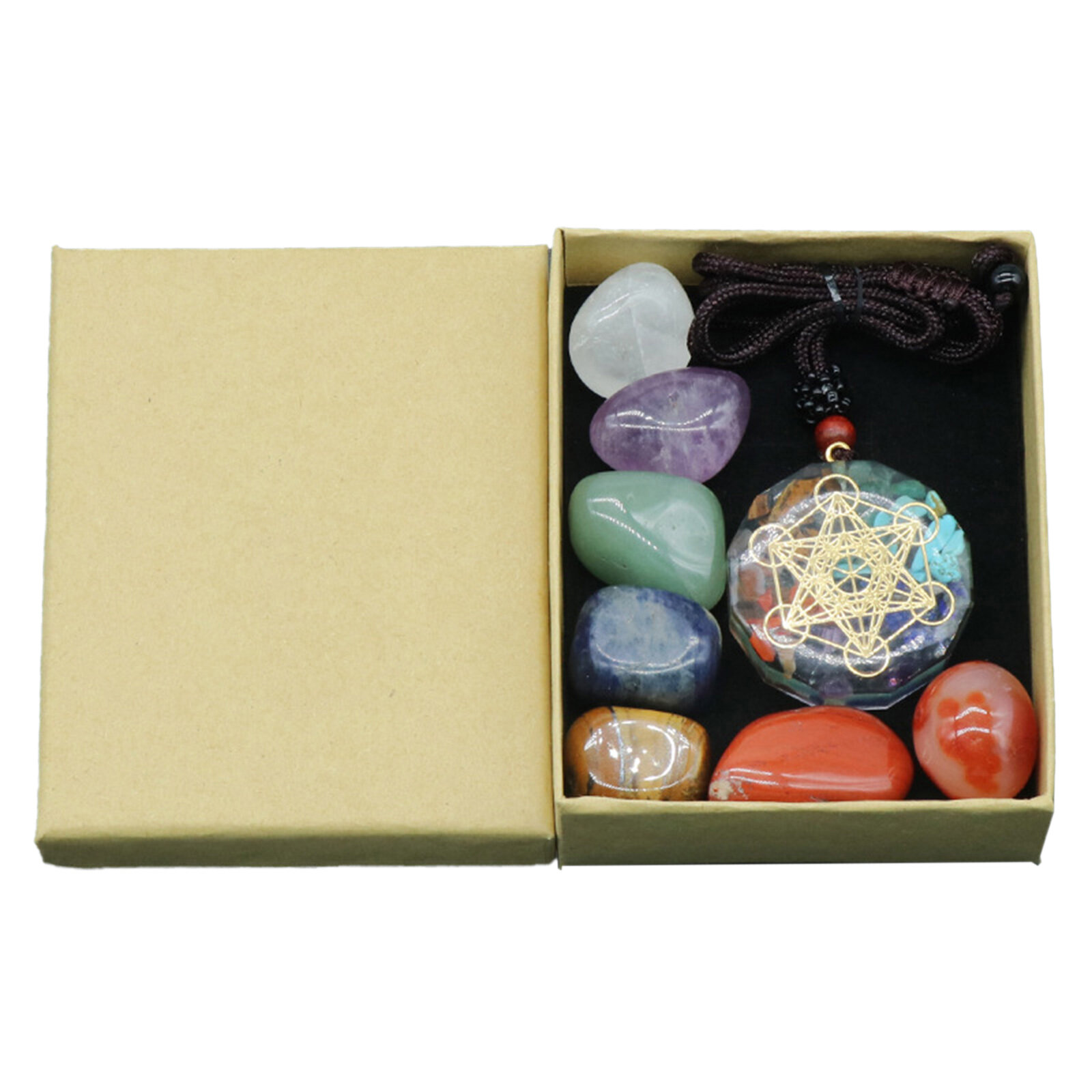 Натуральные Камни-Чипы с 7 Чакрами, Ожерелья из Оргона, Набор Целебных Камней, Кулон Из Смолы, Ожерелье Для Мужчин И Женщин, Ювелирные Изделия для Медитации