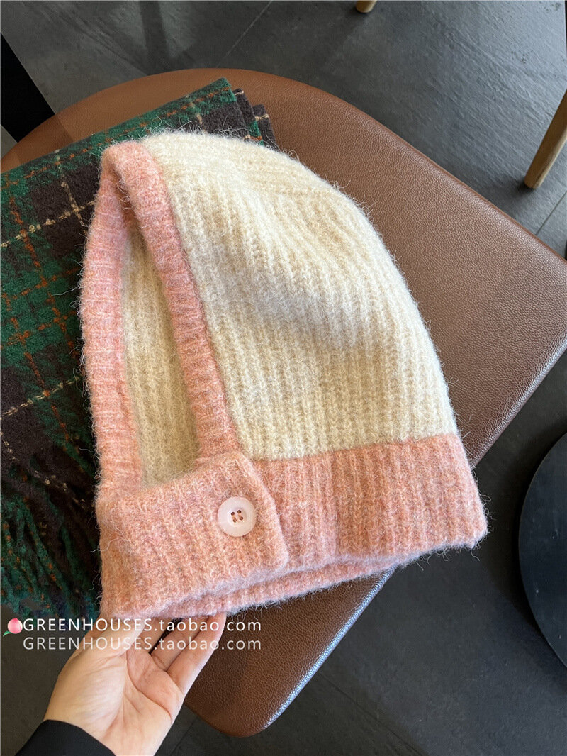 Японская осенне-зимняя новая стильная балаклава, теплая шапка, шарф, интегрированная женская пара, защита ушей, вязаная шапка, тренд