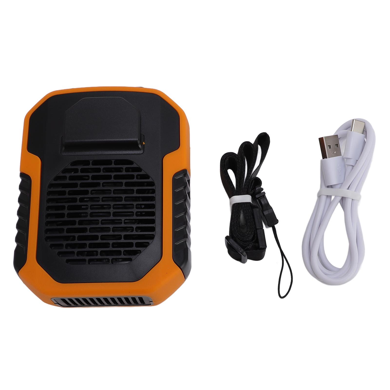 Waist Fan USB Rechargeable Portable Mobile Power Bladeless Hanging Neck for Outdoor Orange