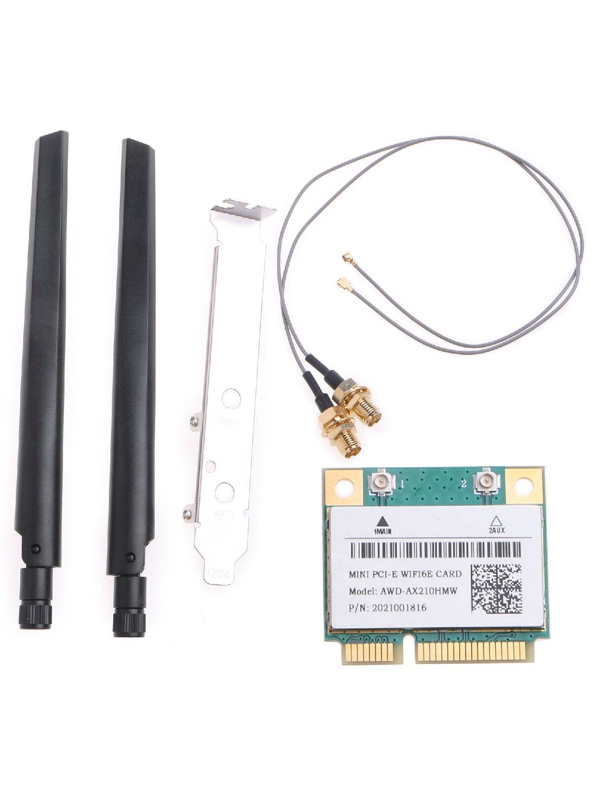 AX210HMW WiFi 6E Mini PCI-E Wifi Card Dual Band 2.4G/5G Wireless Adapter 802.11ax BT 5.2 for Win 10 (Antenna+Bracket)