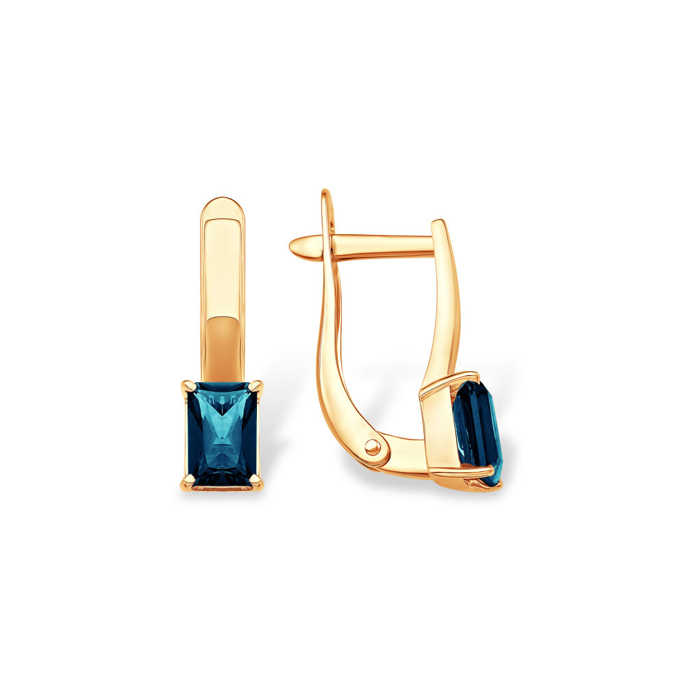 Серьги золото, 585 проба, Лондон топаз