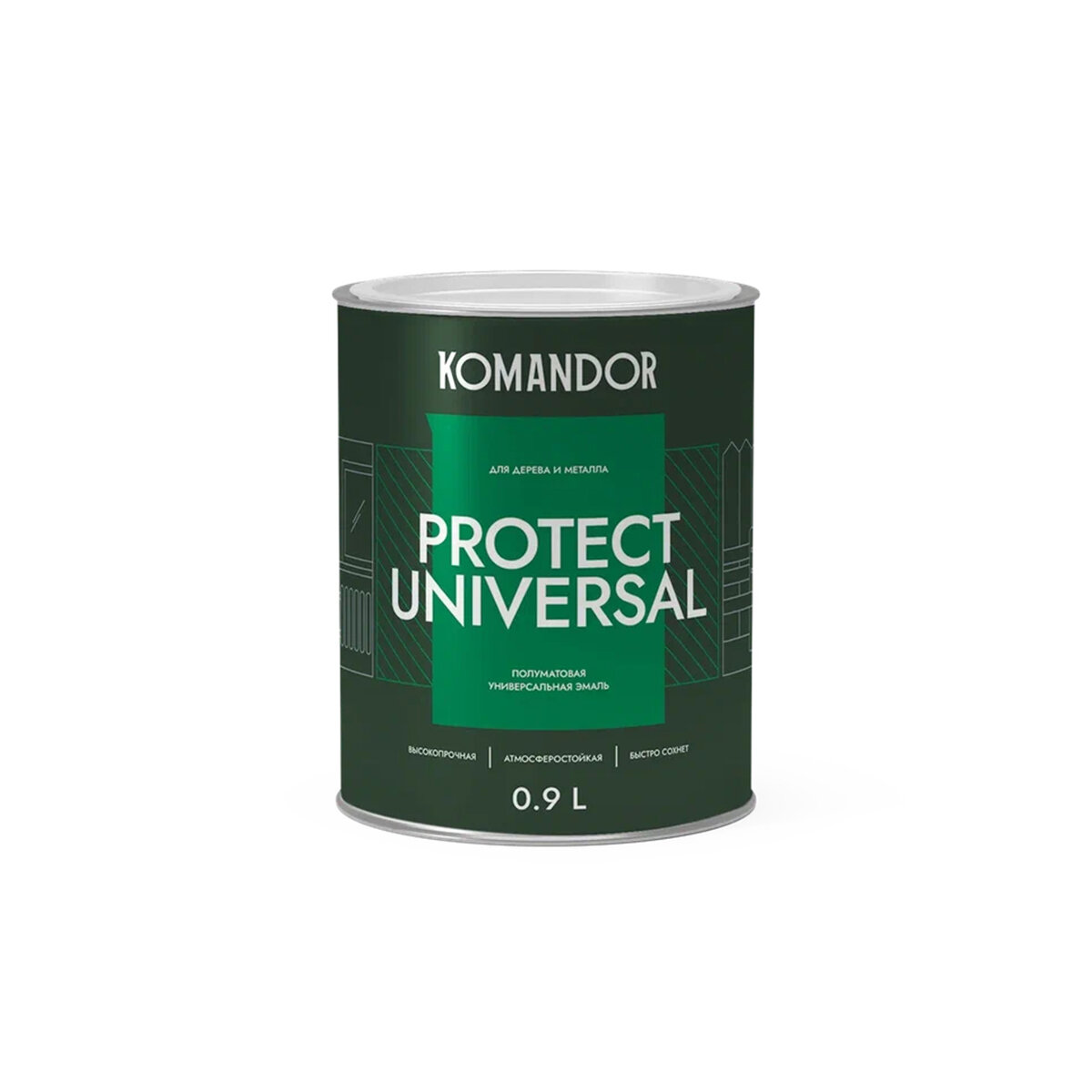 Эмаль акриловая Komandor "Protect Universal", универсальная, база A, 0,9 л