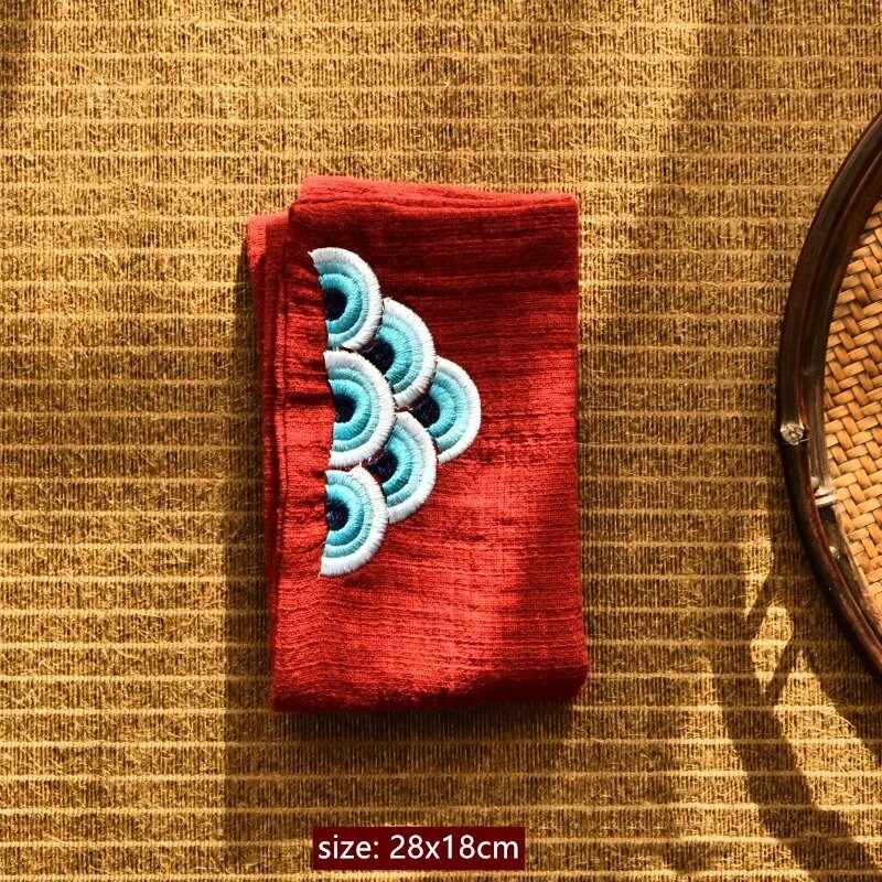 Чайное полотенце NLSLASI из хлопка и льна Бордовый, A2