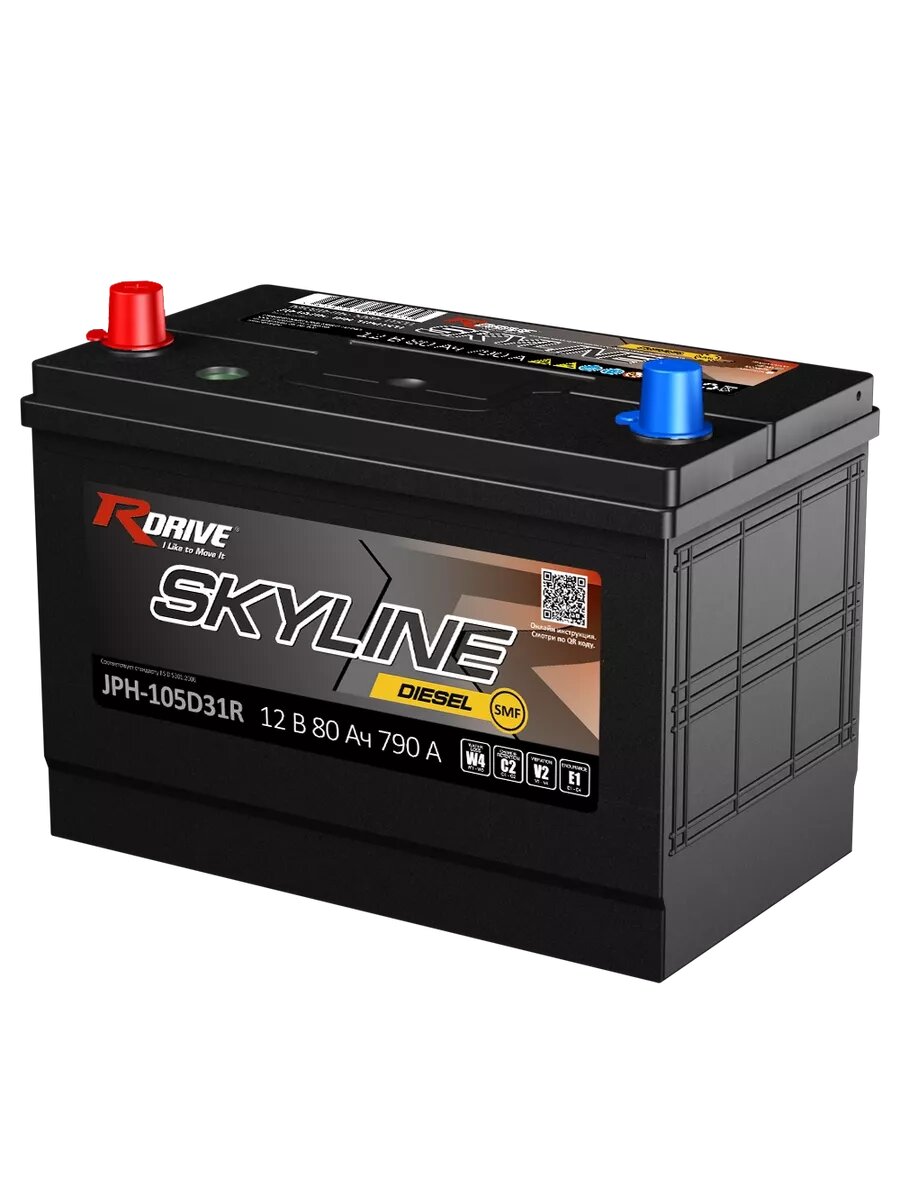 Аккумулятор RDRIVE SKYLINE 105D31R 12V 80Ач прям. пол.