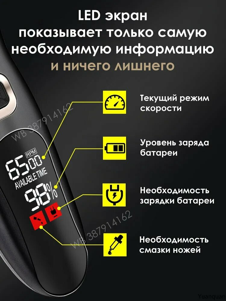 Триммер для стрижки животных LANGBA, бесшумный, LED-дисплей, зарядка Type-C — фото 1