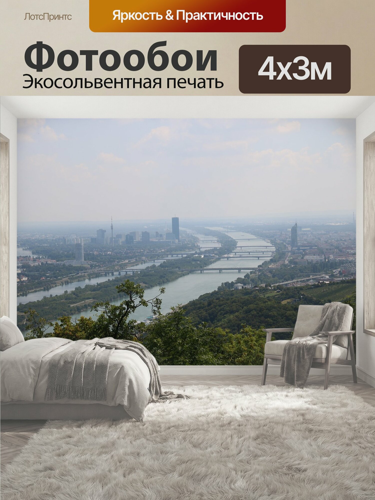Фотообои "Вена, дунай, австрия" 400x300 см. экосольвентная печать