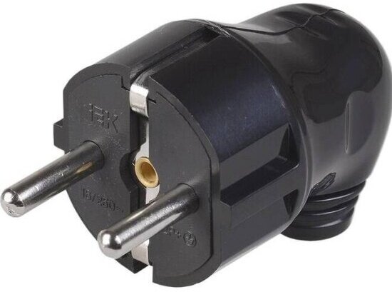 Вилка разборная угловая Iek 16А ВПу11-02-Ст с з/к, черная