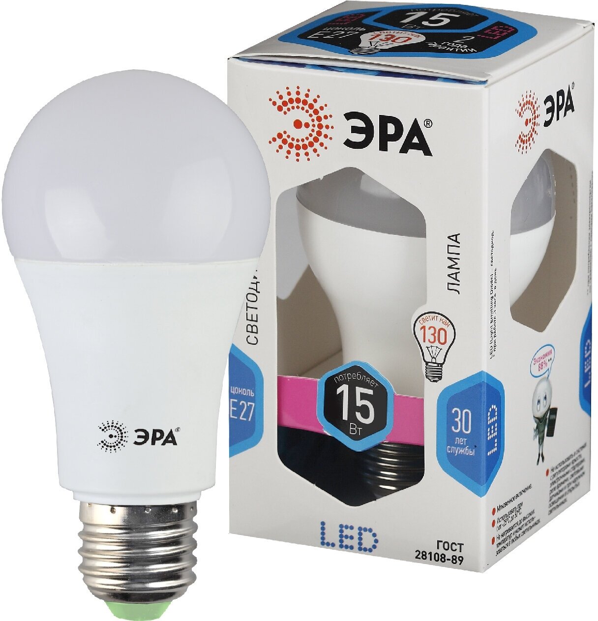 ЭРА LED A60-15W-840-E27 (диод, груша, 15Вт, нейтр, E27)