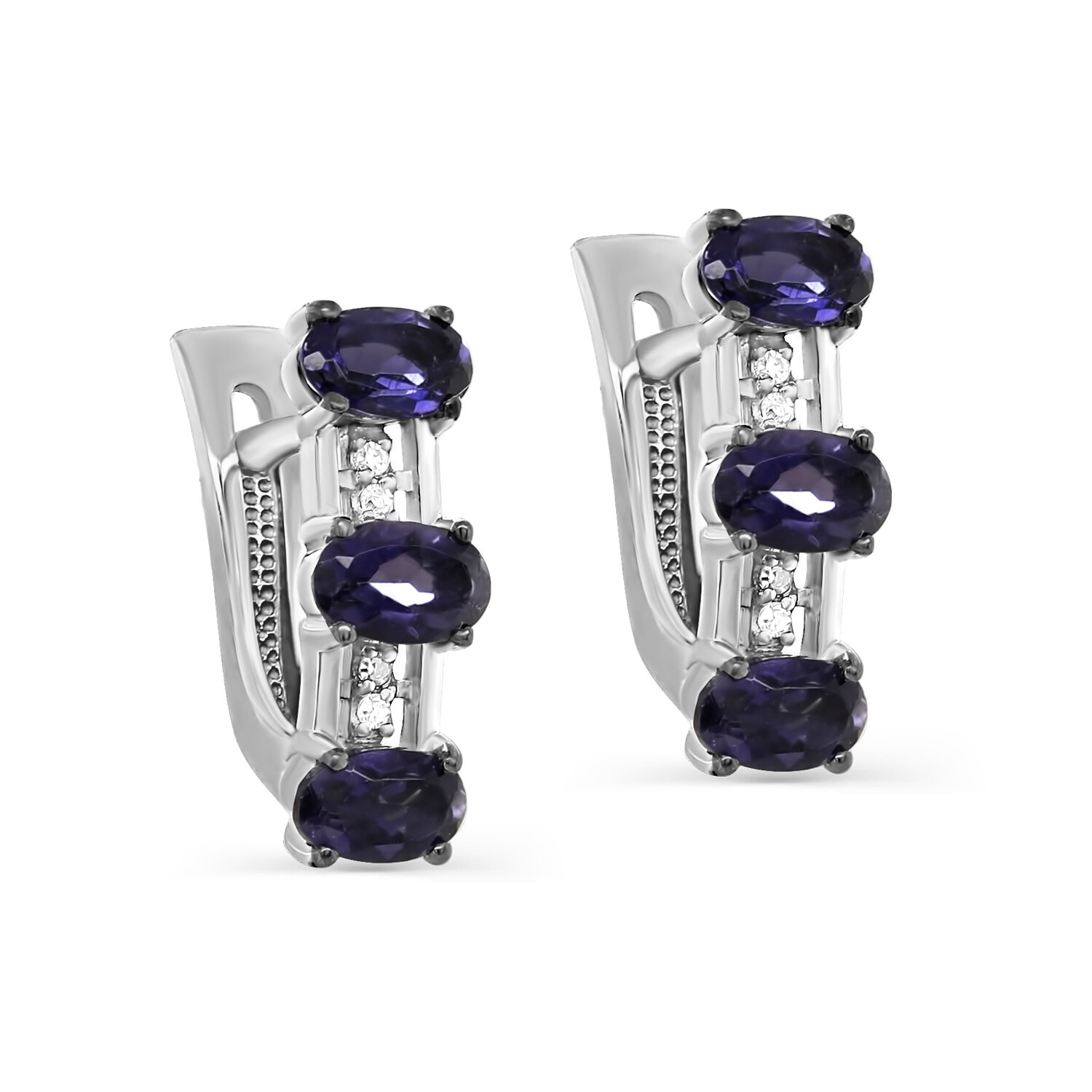 Серьги, белое золото, 585 проба, бриллиант