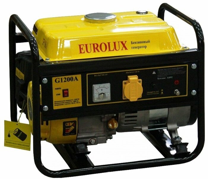 Генератор Eurolux G1200A бензиновый, 1,1/1 кВт, двигатель 98 см³