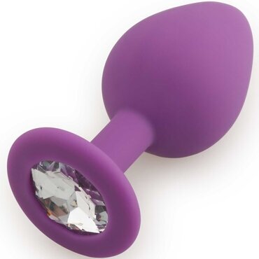 39782 Play Secrets Silicone Butt Plug Medium, фиолетовый/прозрачный. Средняя анальная пробка, из силикона с кристаллом
