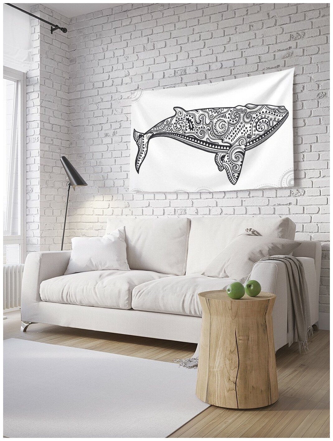 Горизонтальное фотопанно JoyArty на стену "Узорчатый кит", 150x200 см