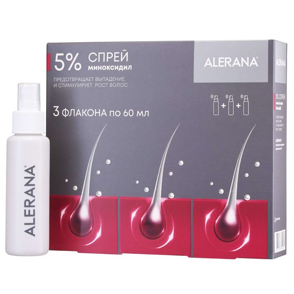 Спрей Alerana (Алерана) 5% для наружного применения 60 мл 3шт — фото 1