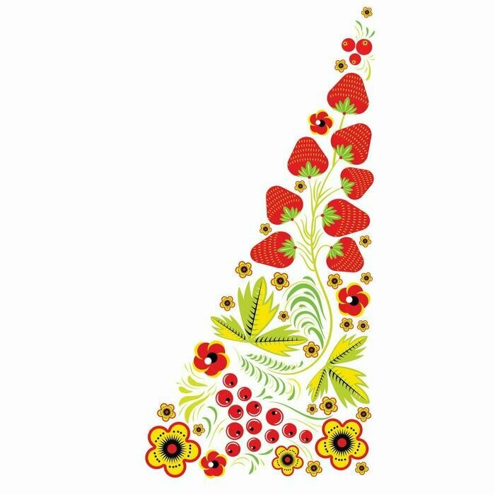 Термонаклейка «Хохлома ягодки», уголок слева, 20×35 см, набор 10 шт.