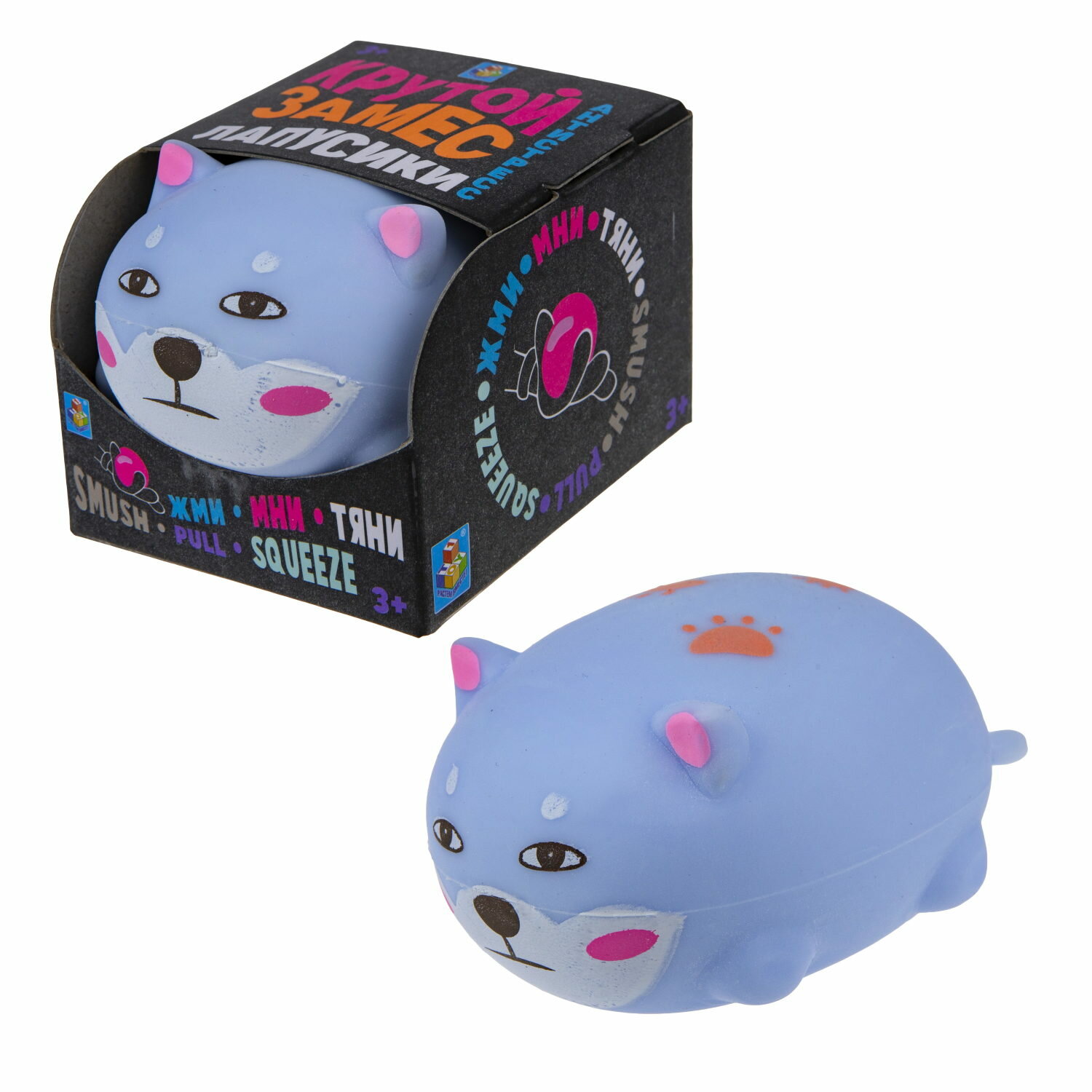Антистресс для рук Крутой замес 1TOY котик голубой, таба сквиш, тянучка, 7 см