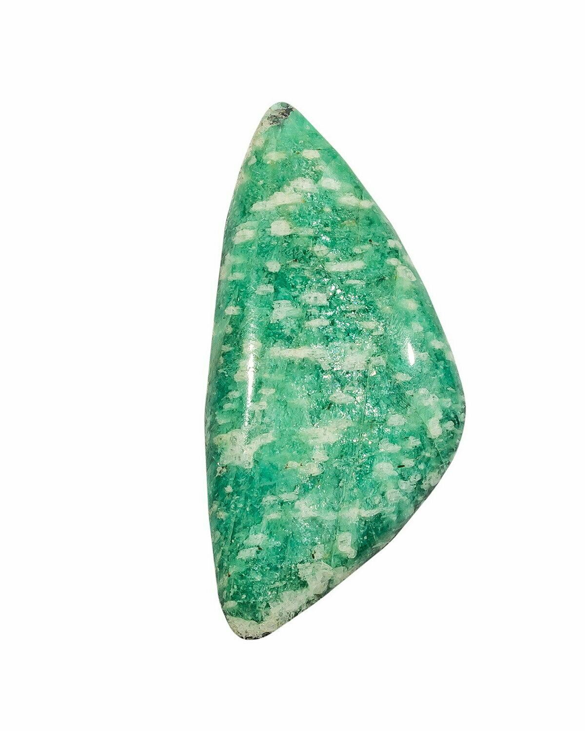 Кабошон из амазонита , размер 42х20х6 мм, на подложке из долерита, вес 7 грамм