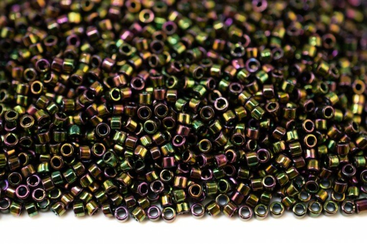 Бисер японский TOHO Treasure цилиндрический 11/0 #0509 фиолетовый/зеленый, металлизированный золотом ирис, 5 грамм