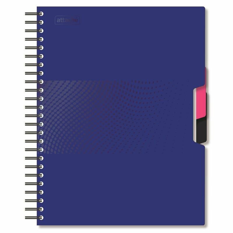Бизнес-тетрадь А5,140л, кл, спир, пласт. обл,2разд Attache DIGITAL синий 876750, 1059958