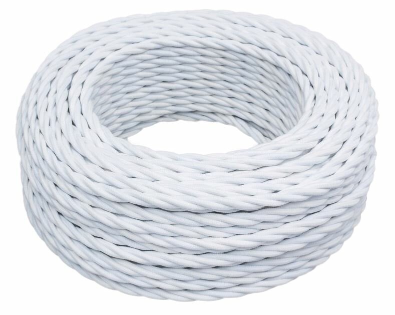BIRONI Витой провод 2*0,75, цвет белый матовый, 20м