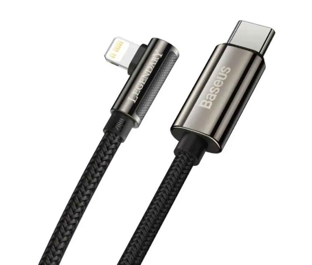 Кабель для быстрой зарядки/игровой Baseus Legend Series Elbow, Type-C to Lightning, PD20W, 1 метр, Черный