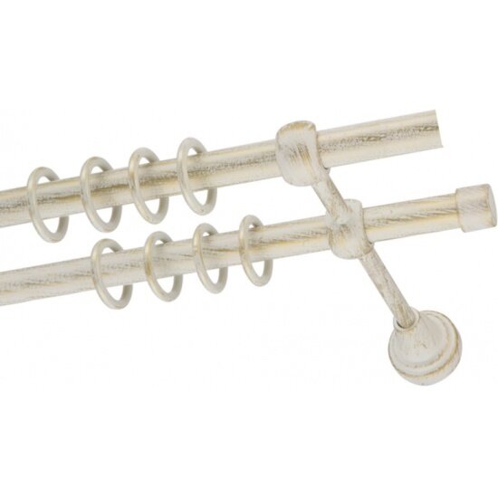 Карниз металлический двухрядный Arco Doro DDA диаметр 16мм, белое золото, составной, 300 см