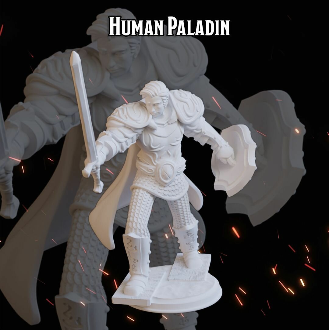 Паладин 49,7мм человек мужчина фигурки/миниатюры (ДнД, DnD, D&D, Dungeons & Dragons, Pathfinder, Подземелья и Драконы, Wargames)