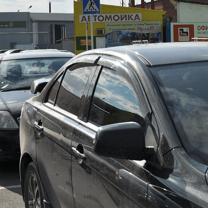 Дефлекторы окон Mitsubishi Lancer с 2007 по 2021, к-т 4 шт, скотч 3M