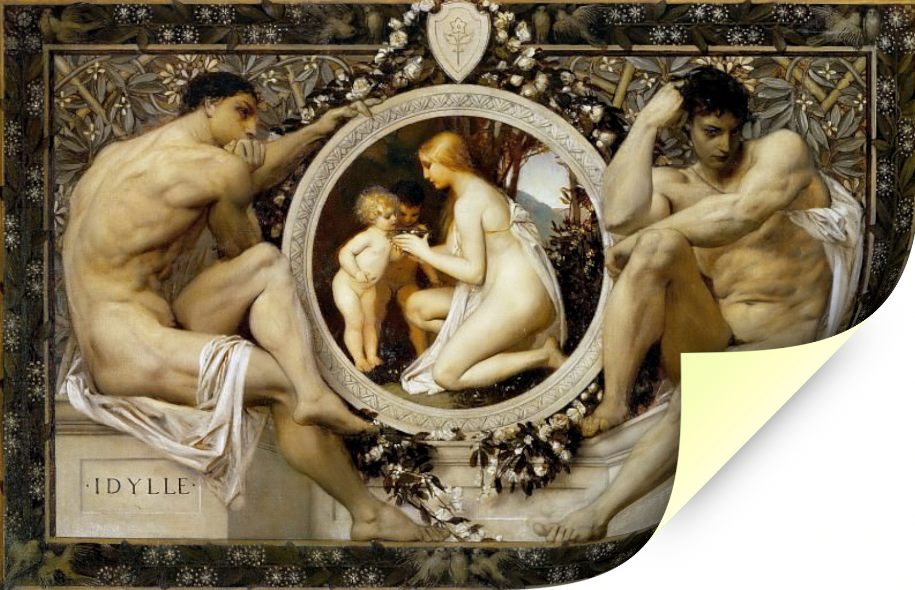 Картина для интерьера "Идиллия", художник Климт, Густав, печать на холсте (40х26 см / без подрамника)