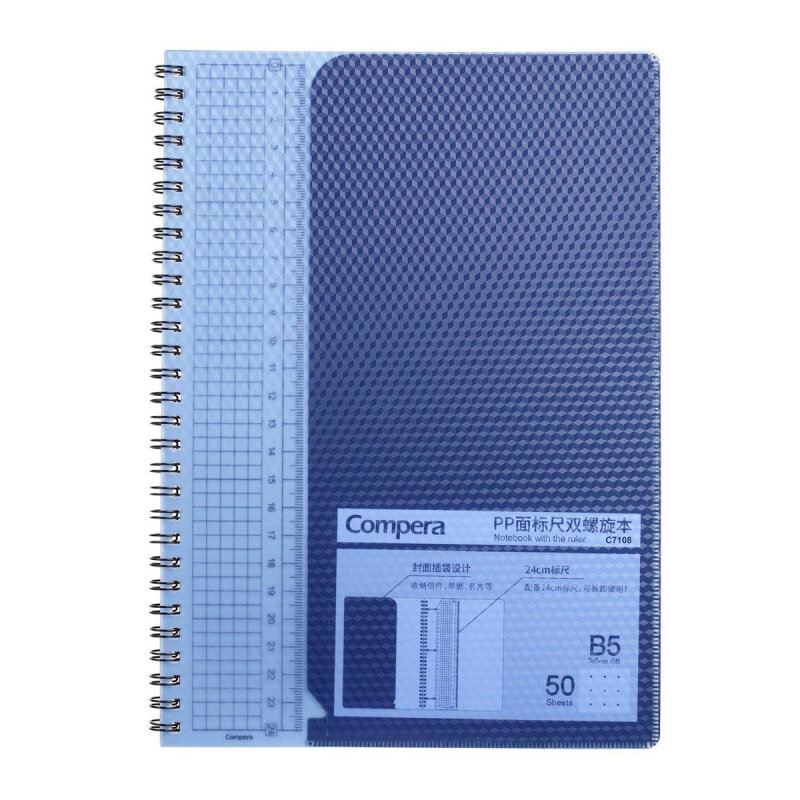 Блокнот В5, в точку, 50 л, со съемной линейкой Comix C7108 BU голубой 1172780