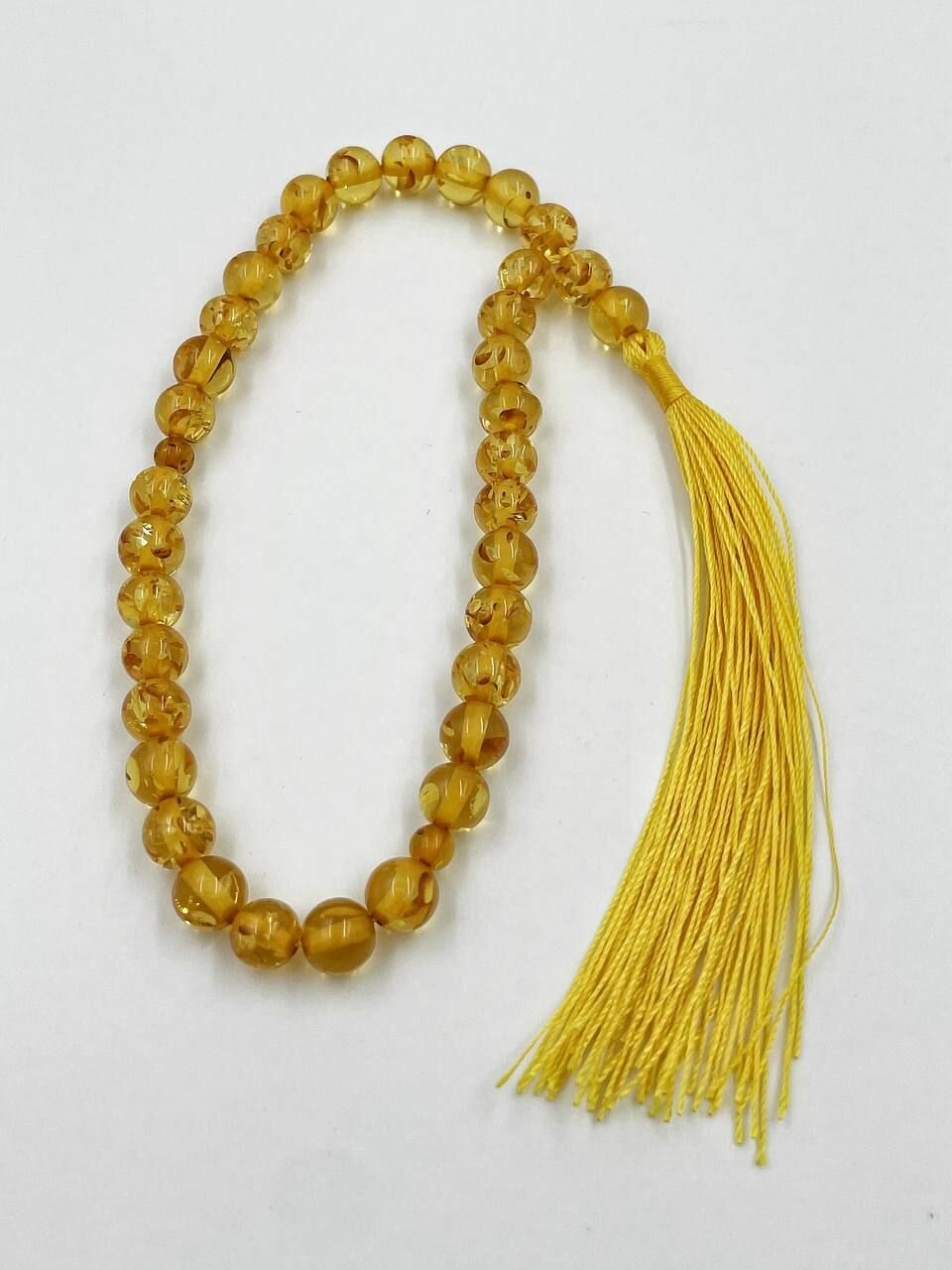 Четки мусульманские из прессованного янтаря 33 бусины