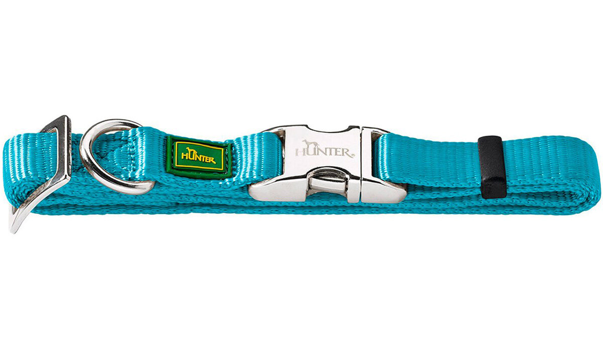 Ошейник для собак нейлон с металлической застежкой бирюзовый 45 – 65 см Hunter ALU-Strong
