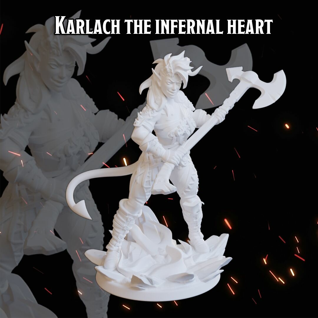 Миниатюра для днд тифлинг варвар Карлах (tiefling barbarian Karlach)