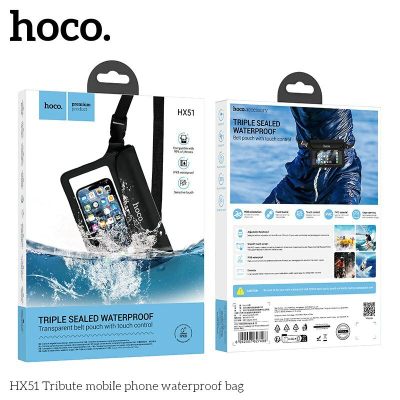 Универсальный водонепроницаемый чехол для телефона hoco HX51 / универсальный размер / черный