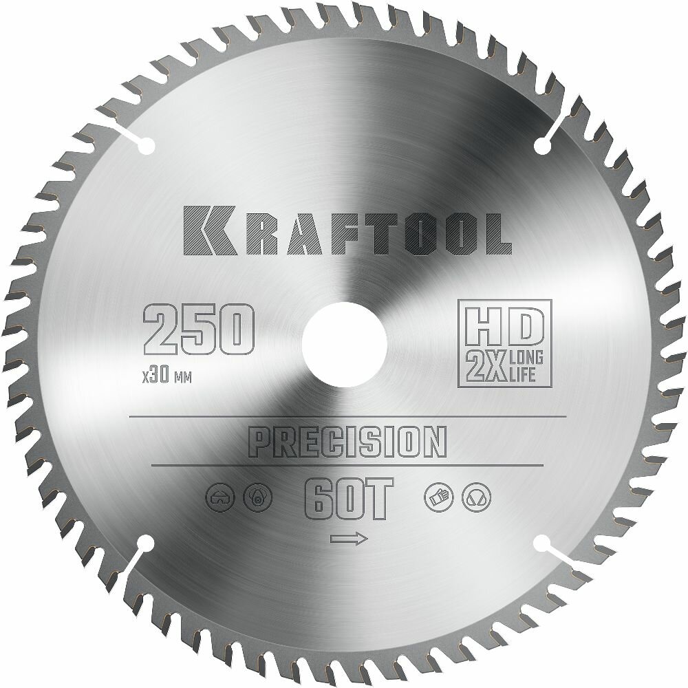 Диск пильный по дереву 250*30 мм. Kraftool 36952-250-30