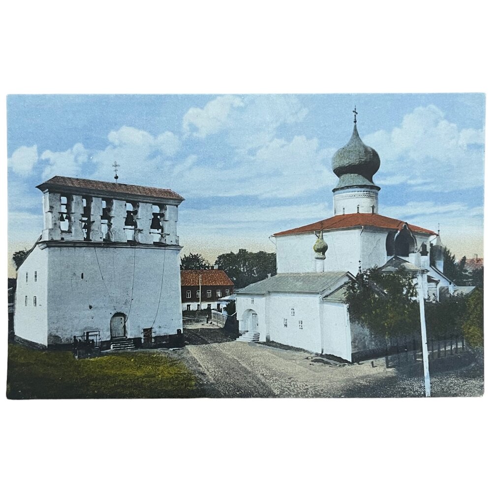 Почтовая открытка "Псков. Паромо-Успенская церковь" 1900-1917 гг. Российская Империя