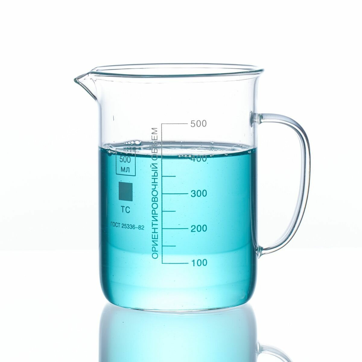 Стакан 500 мл с ручкой, Лаборио, термостойкое стекло / Емкость