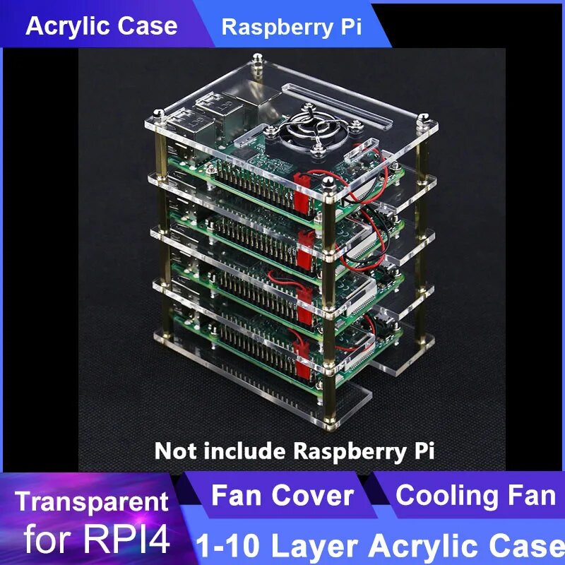 Прозрачный акриловый корпус для Raspberry Pi 4 Caturda 7 Layer