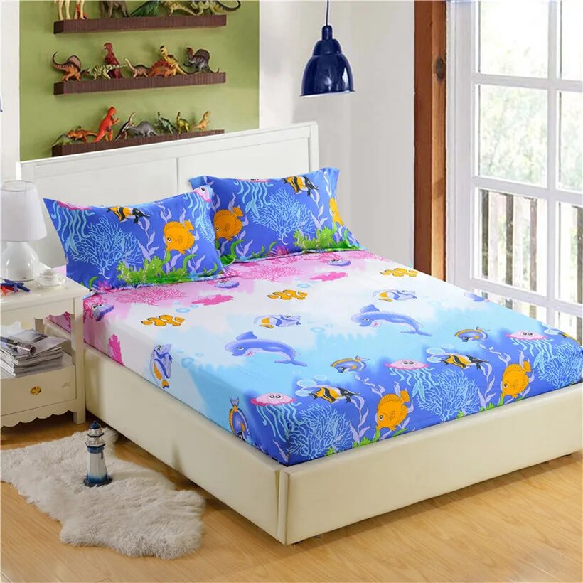 Натяжная простыня синяя 80x200x26см, 100% полиэстер