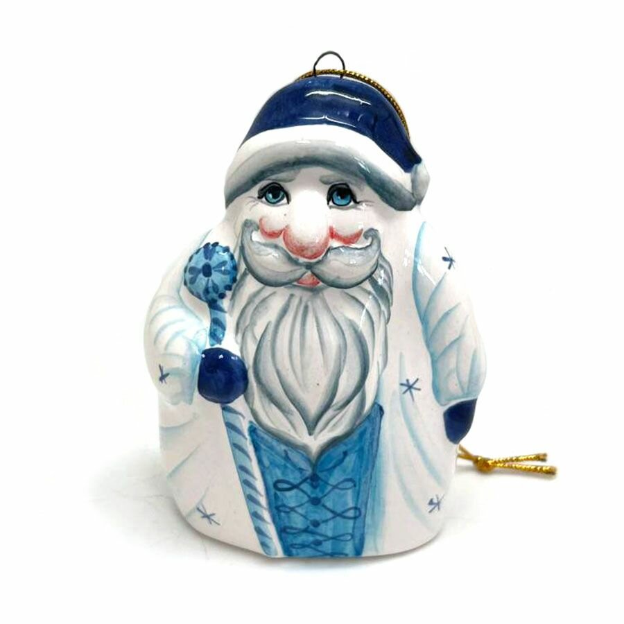 Фарфоровый Дед мороз синий, легкая ёлочная игрушка Sr-AH-61
